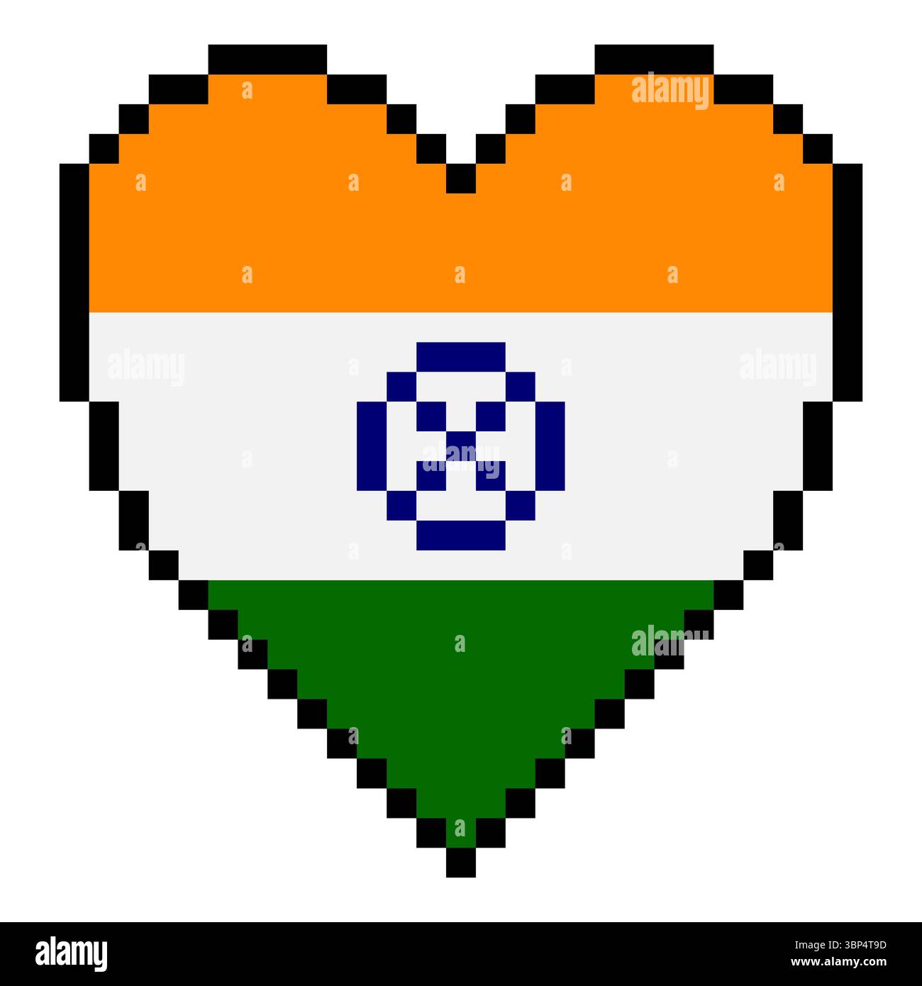 Indian flag with heart shape in pixel art style Stock Vector Image ...