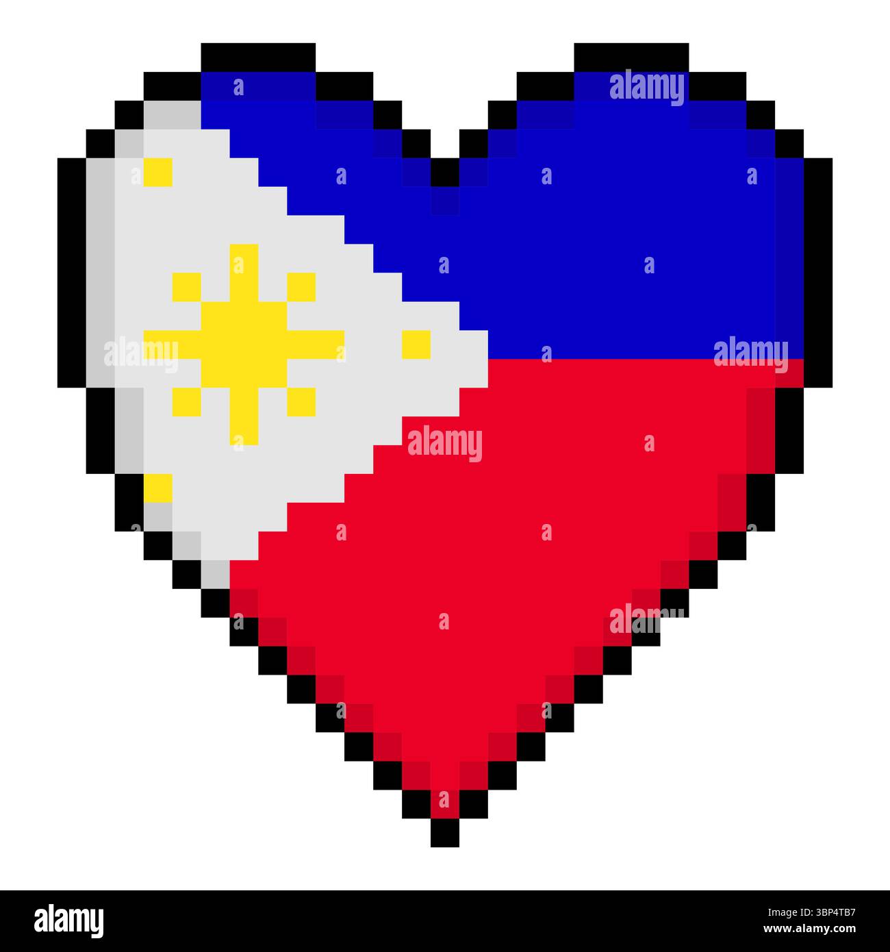 Philippines flag with heart shape in pixel art style Stock Vector Image ...