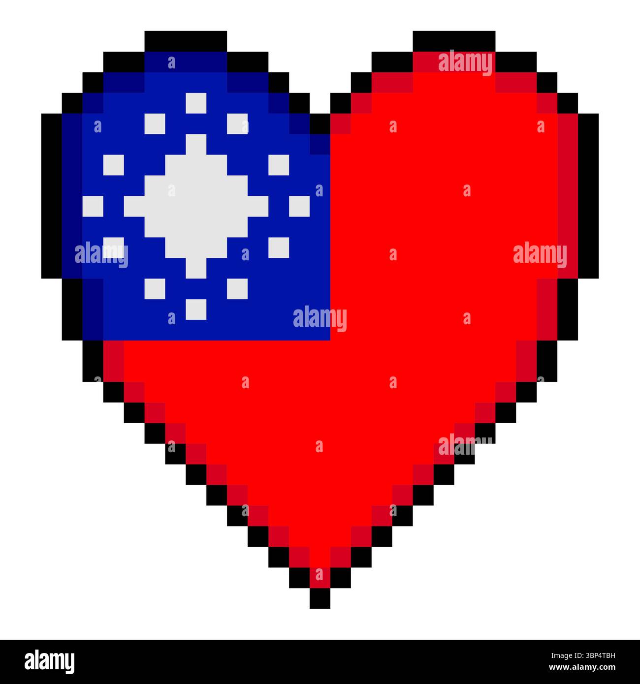 Taiwan flag with heart shape in pixel art style Stock Vector Image ...