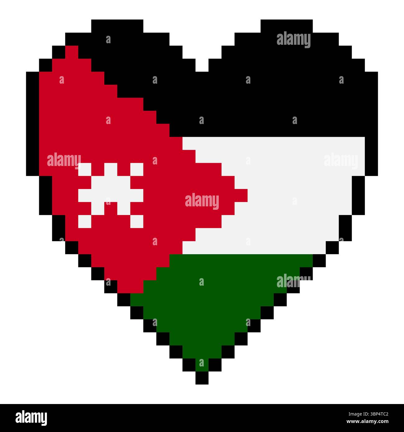 Jordan flag with heart shape in pixel art style Stock Vector Image ...