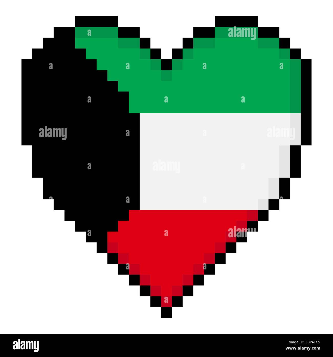 Kuwait flag with heart shape in pixel art style Stock Vector Image ...