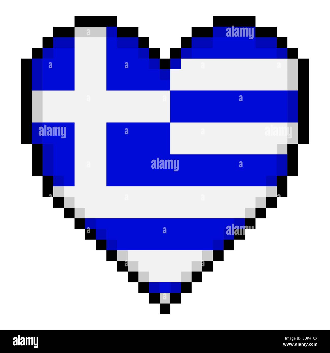 Greece flag with heart shape in pixel art style Stock Vector Image ...