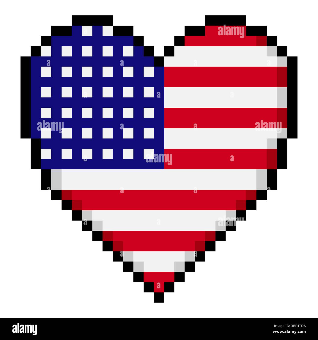 American flag with heart shape in pixel art style Stock Vector Image ...