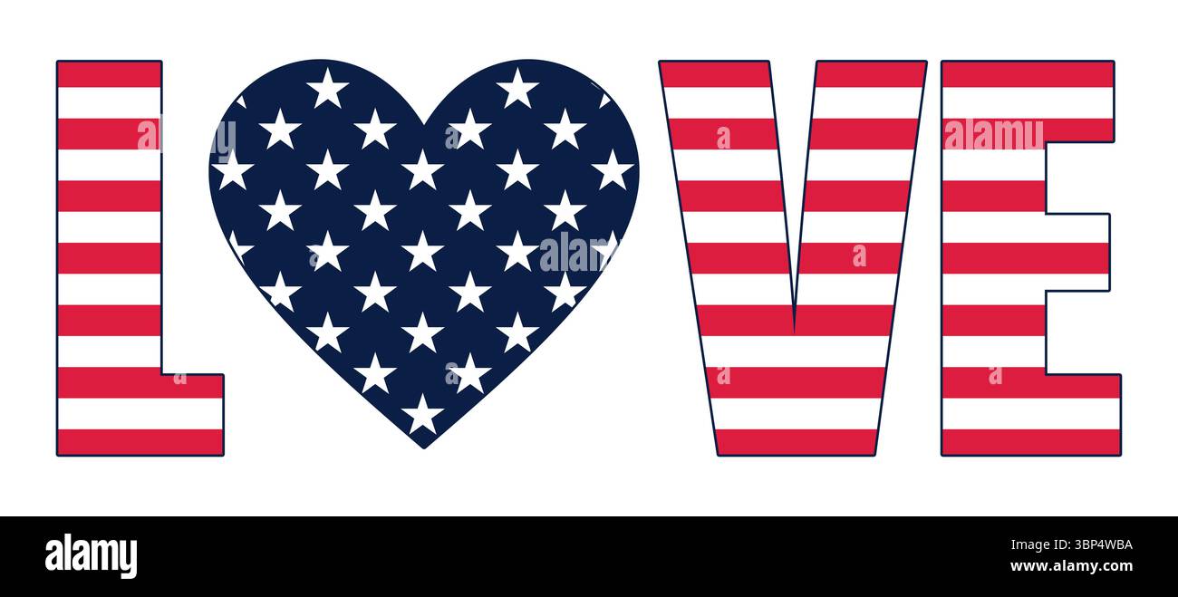 Word Love in colors of American flag. Love for USA. Patriotic design ...
