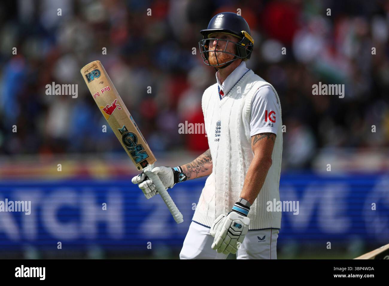 England captain Ben Stokes walks off the field after losing his wicket ...