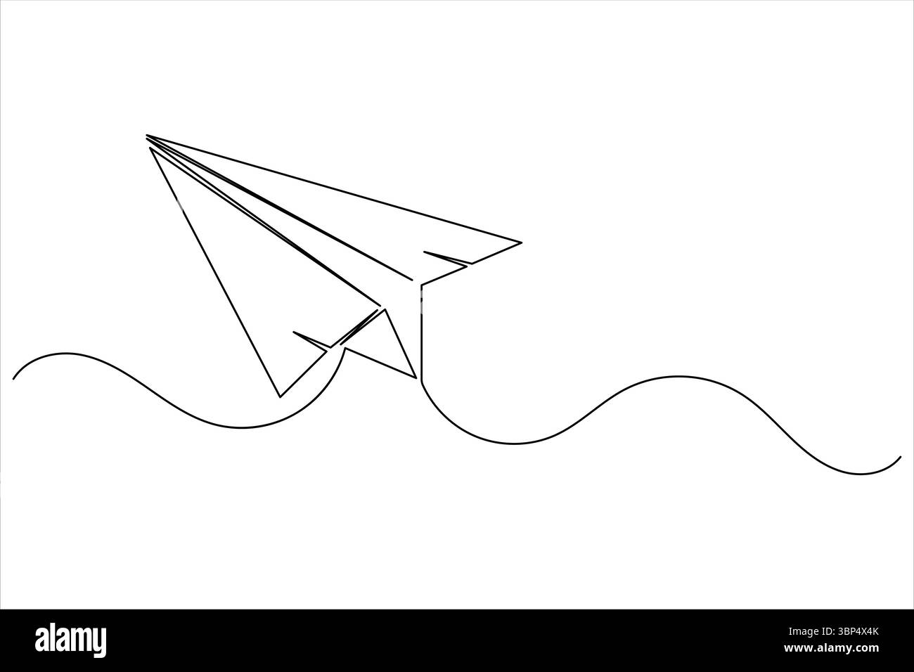 One line drawing of flying paper plane illustration on clean white ...