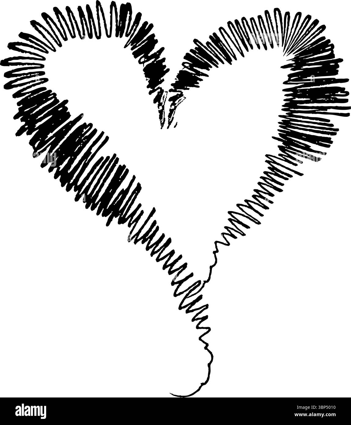 Grunge Heart Icon – Black Hand-Drawn Symbol with Textured Edges on ...
