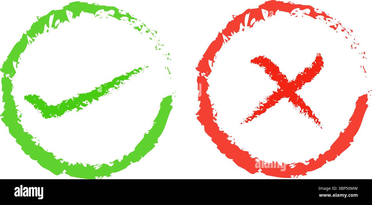 Check Mark and Cross Icons – Green Tick and Red X Symbols for Approval ...