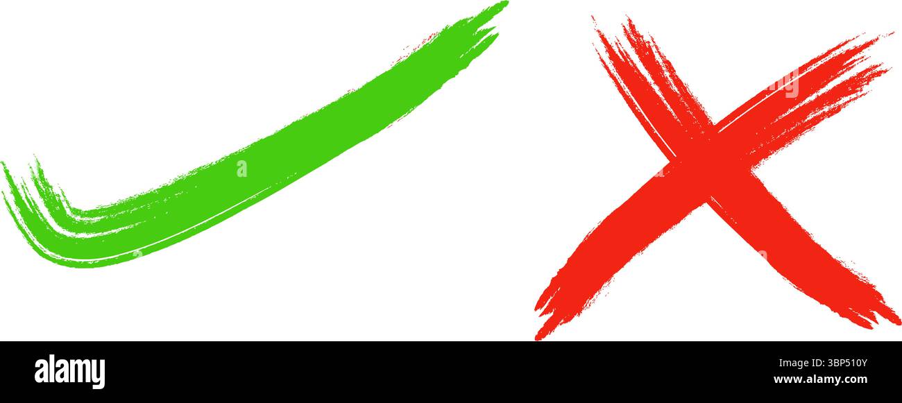 Check Mark and Cross Icons – Green Tick and Red X Symbols for Approval ...