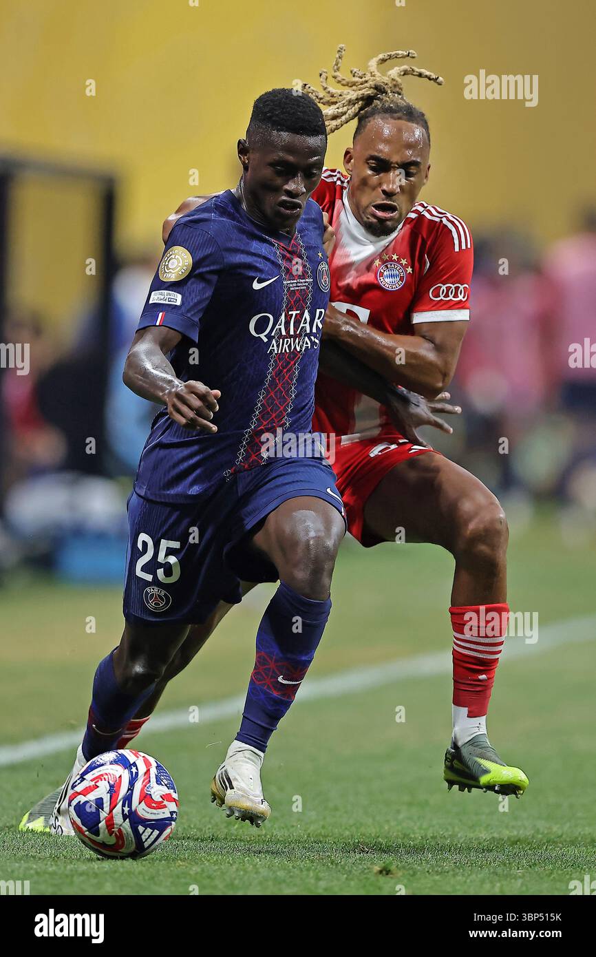 5th July 2025; Atlanta, Georgia, USA: Nuno Mendes of PSG challenges ...