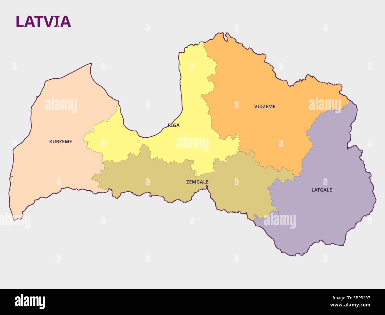 Map of Latvia showing its regions and administrative divisions Stock ...