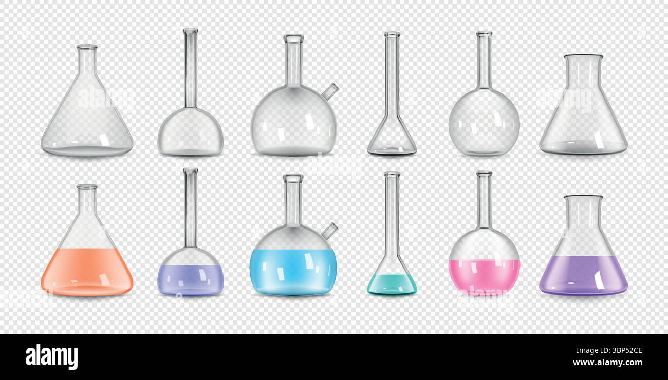 Chemical flask. Laboratory glass jar, experiment lab tube or realistic ...