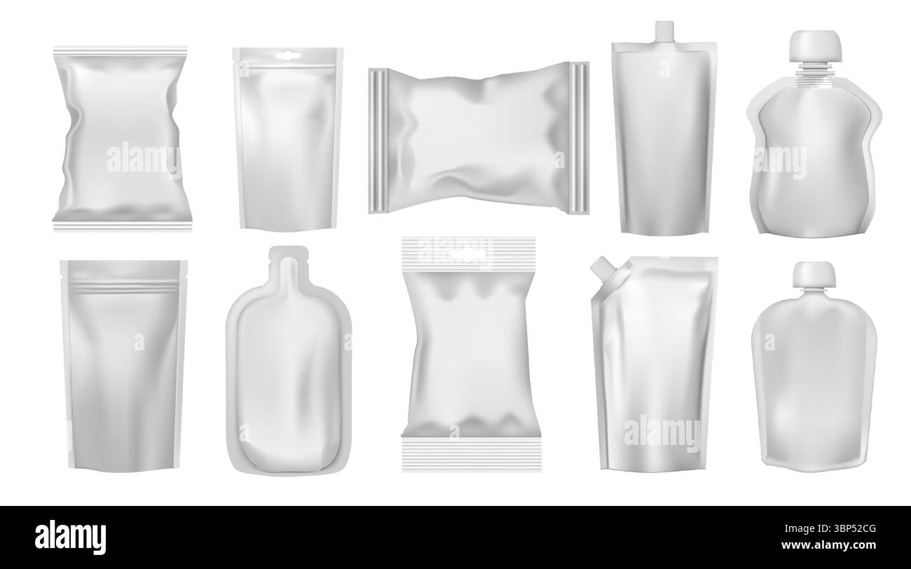Pouch mockup. White sauce doypack. Spout mock up bag or plastic yogurt ...