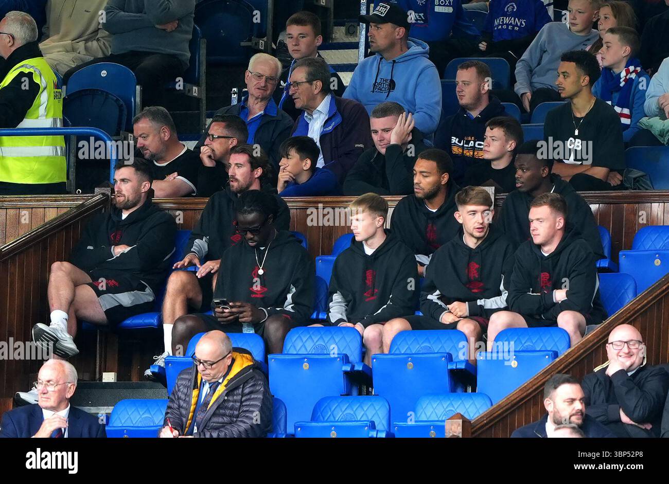 Rangers players in the director's box during the pre-season friendly ...