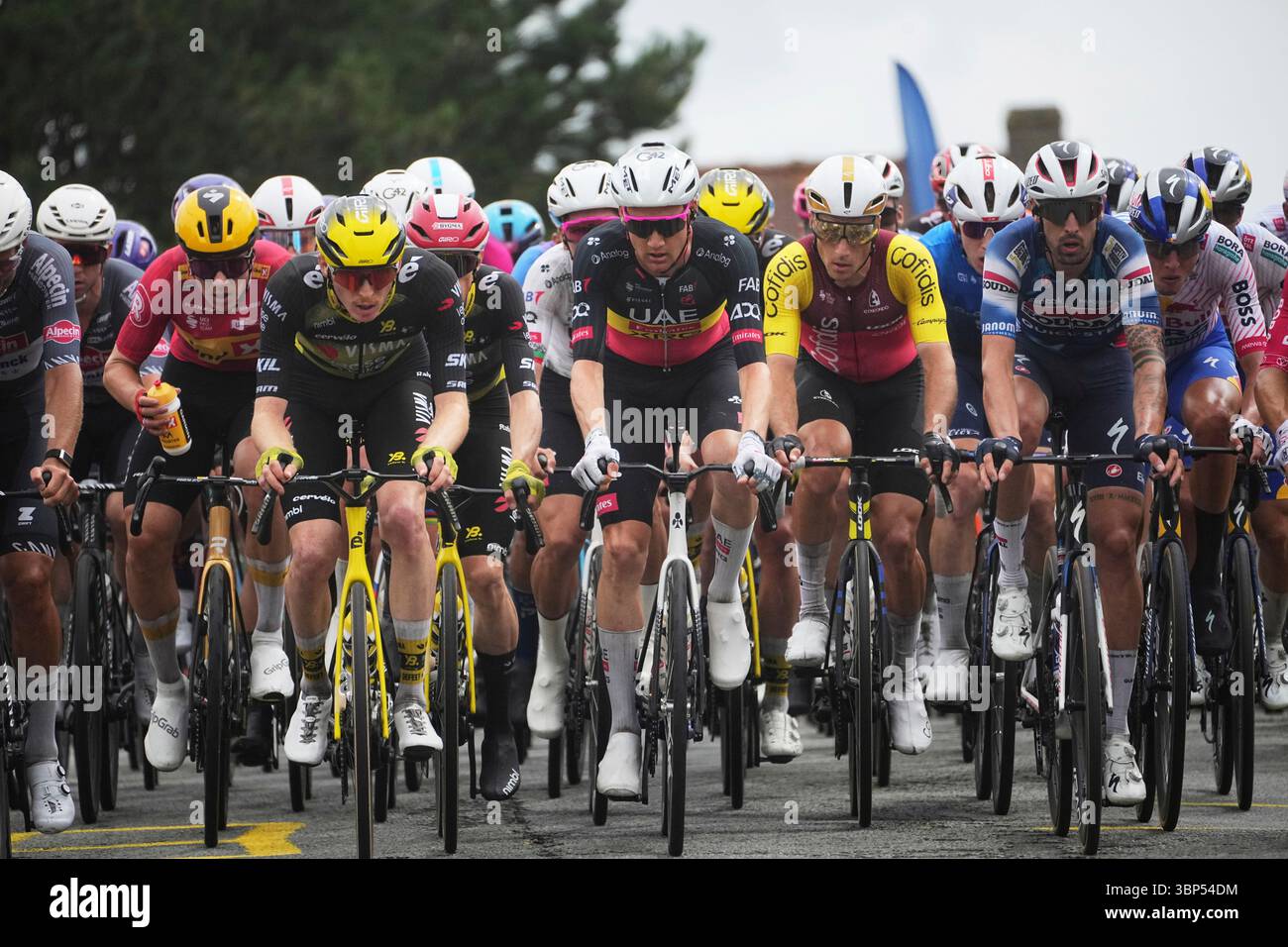 The pack rides during the second stage of the Tour de France cycling ...