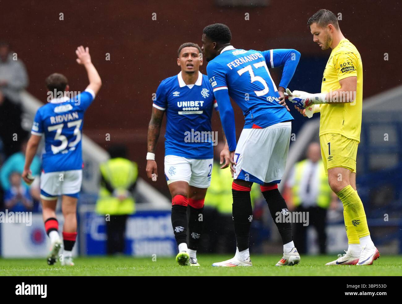 Rangers' Emmanuel Fernandez rubs his back following the pre-season ...