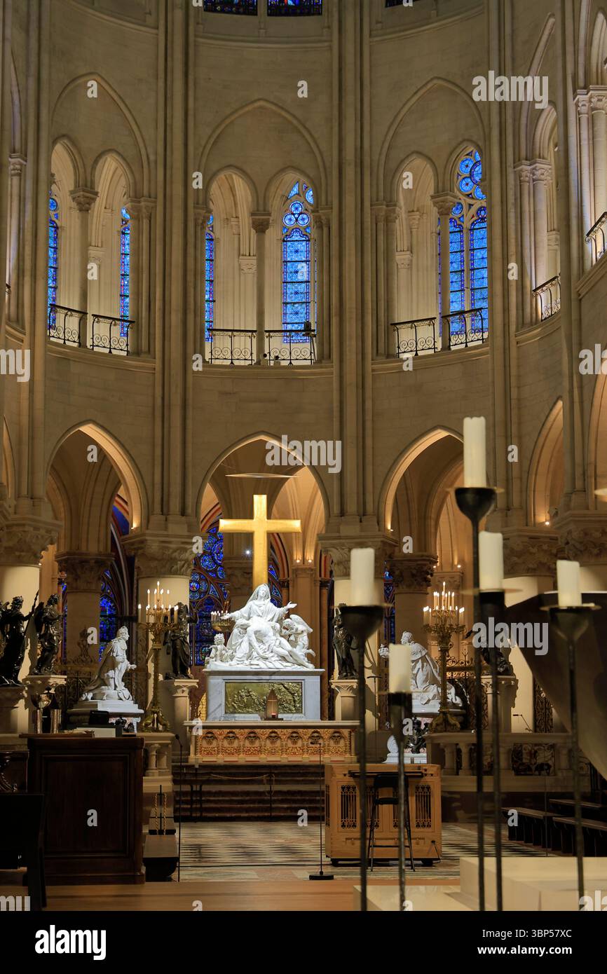 The high altar with the statue Pieta by Nicolas Coustou inside of Notre ...