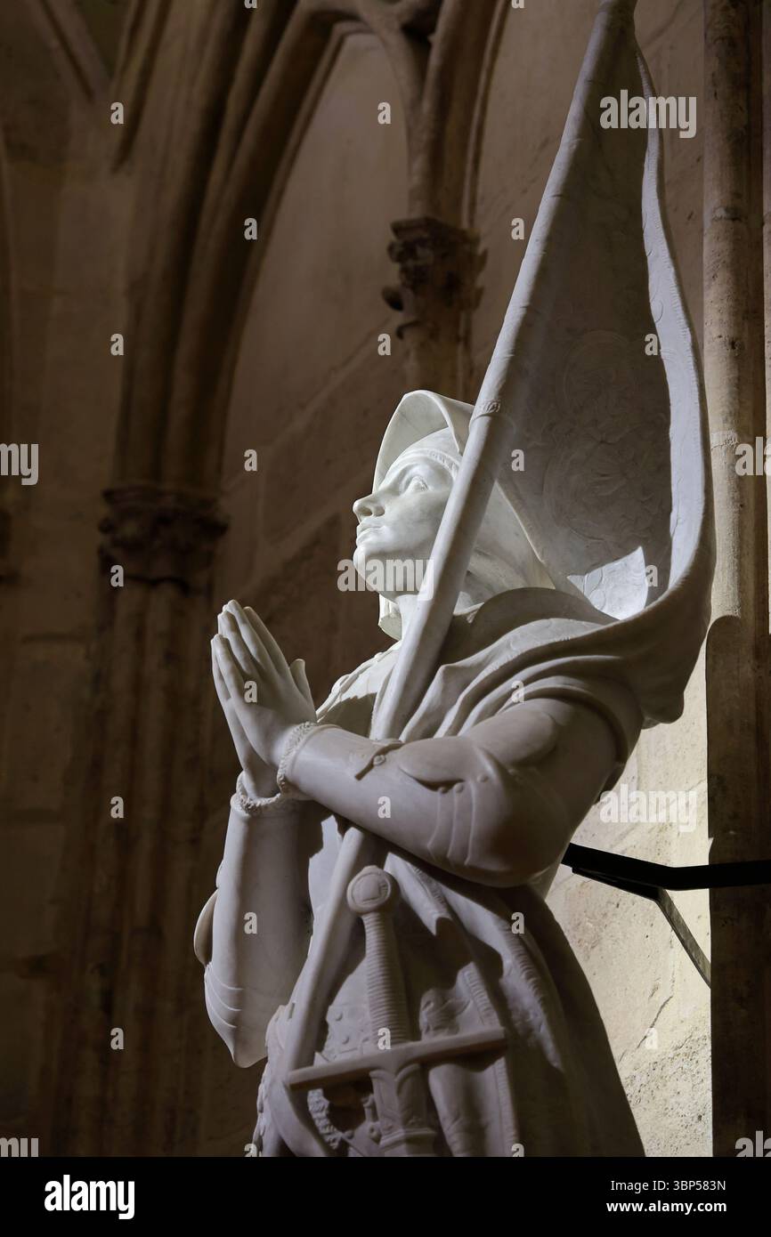 The statue of Joan of Arc inside of Norte-Dame Cathedral after the ...