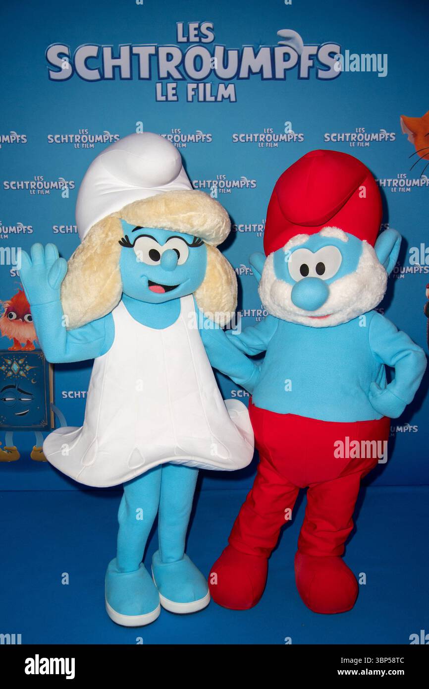 Paris, France. 06th July, 2025. Smurfet and Papa Smurf attending The ...