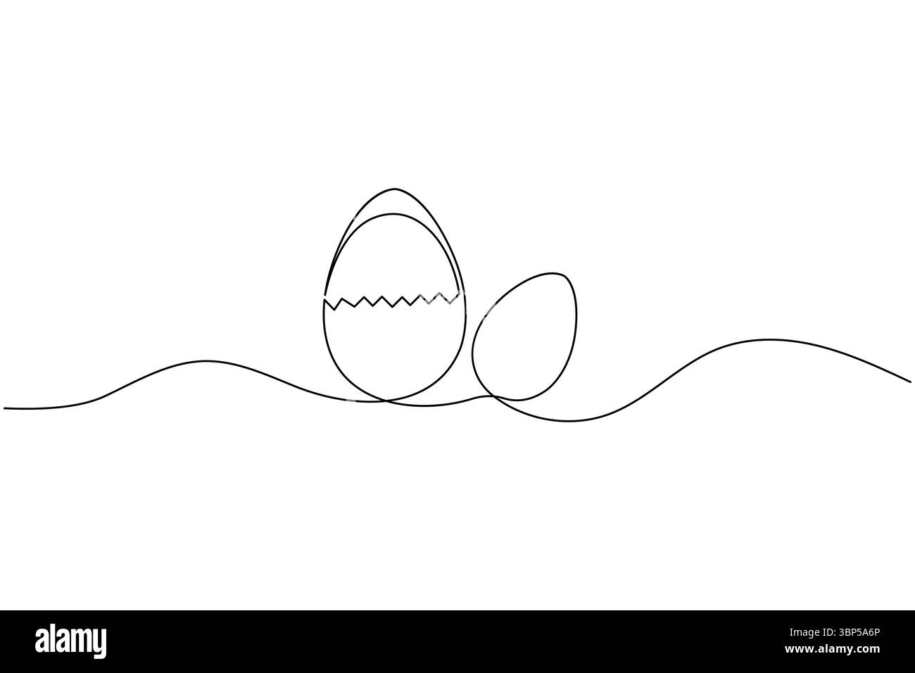 Simple easter eggs illustration in one continuous line art style ...
