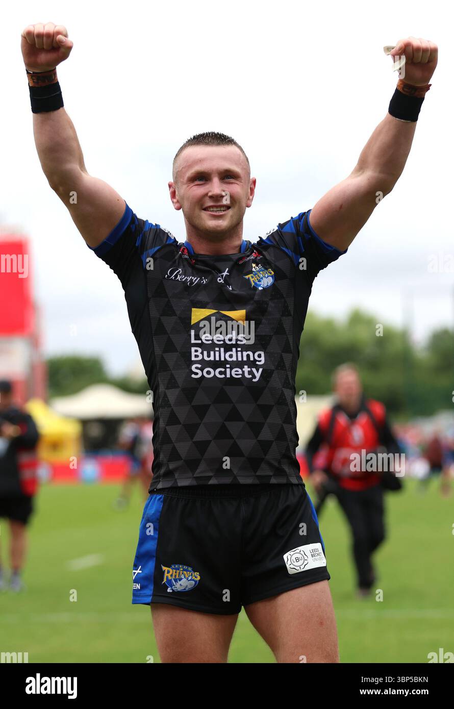 Leeds Rhinos' Harry Newman celebrates after the final whistle during ...