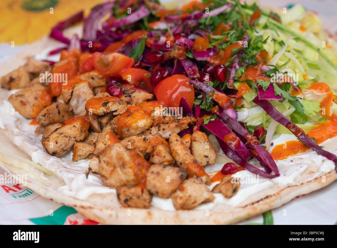 Armenian khorovats, street food consisting of grilled meat and fresh ...