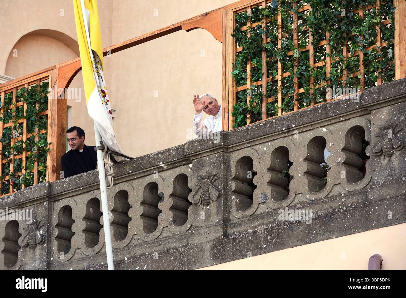 Pope Leo XIV arrives with his personal secretary, Edgard Ivan Rimaycuna ...