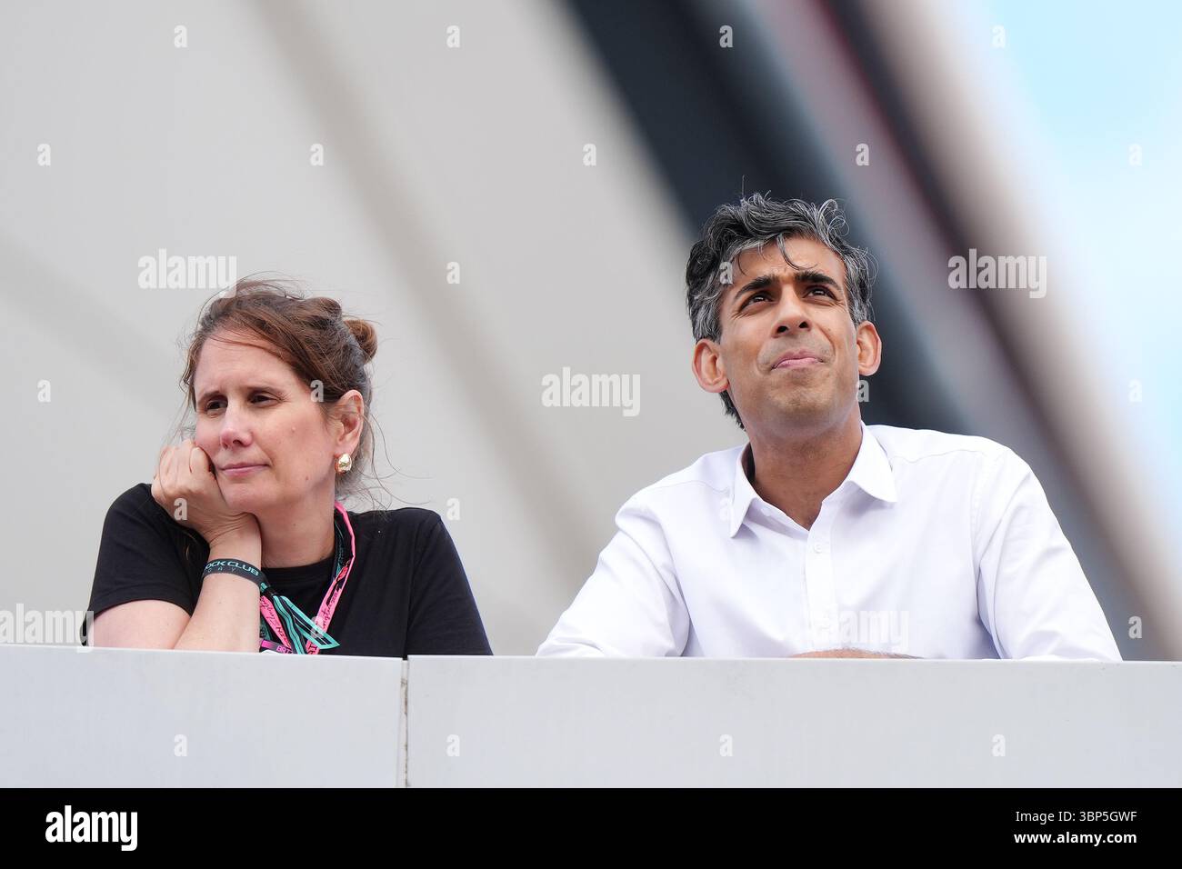 Former prime minister Rishi Sunak (right) during the British Grand Prix ...
