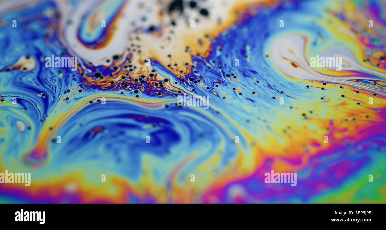 Rainbow oil. Paint mix. Multicolor gasoline liquid vivid vibrant wave ...