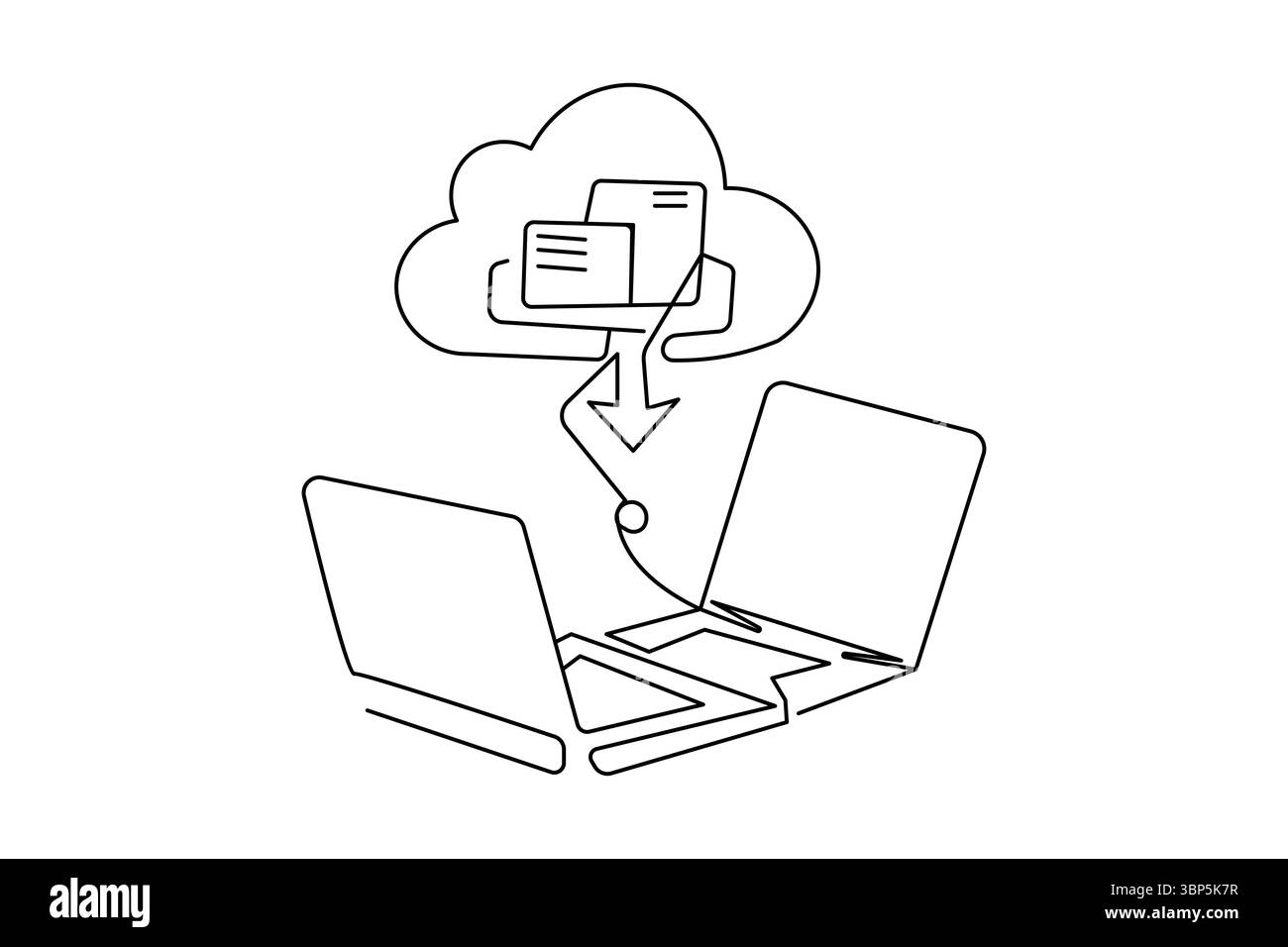 Cloud storage continuous one line drawing minimalist outline ...
