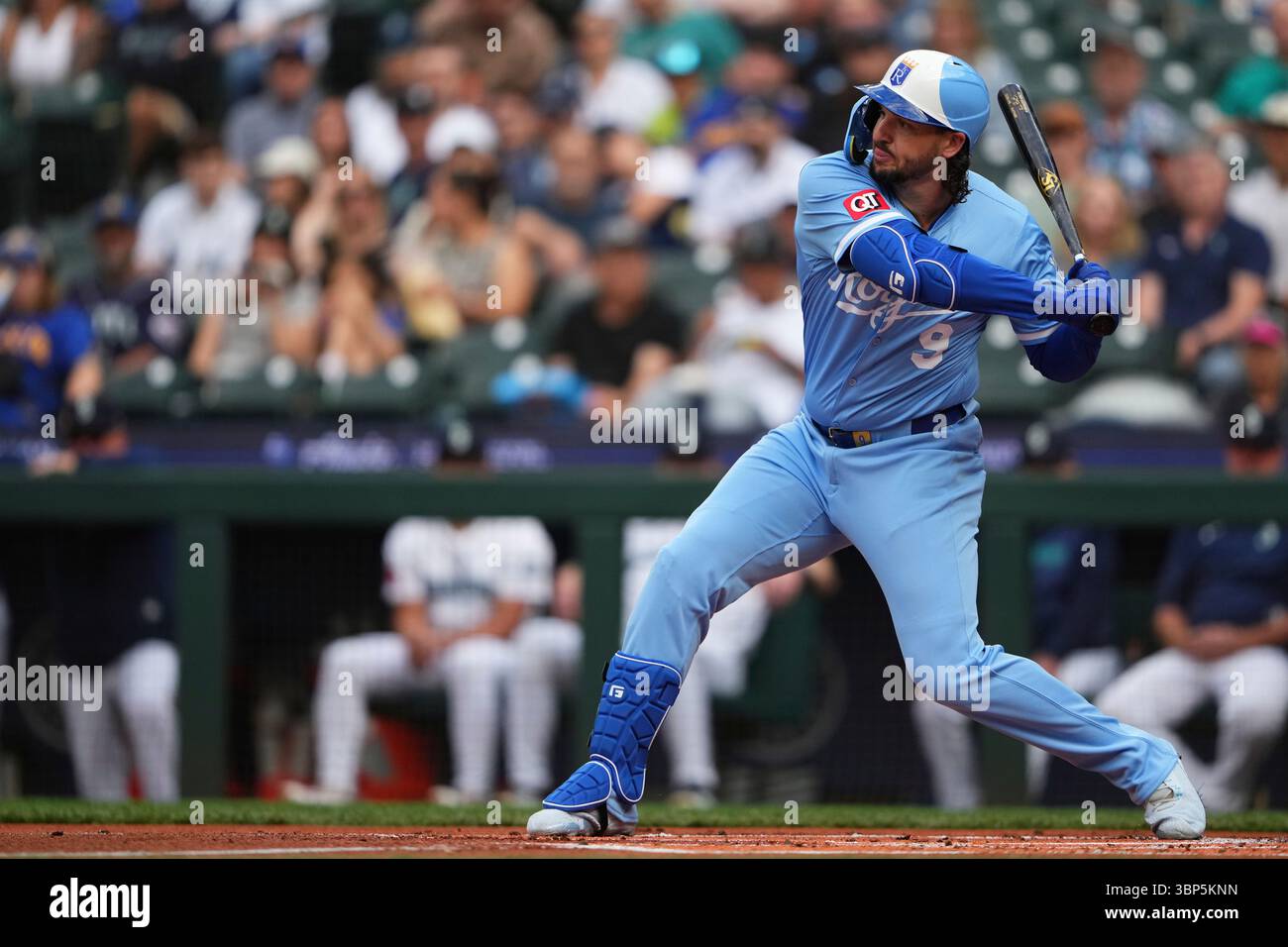 Kansas City Royals' Vinnie Pasquantino swings against the Seattle ...