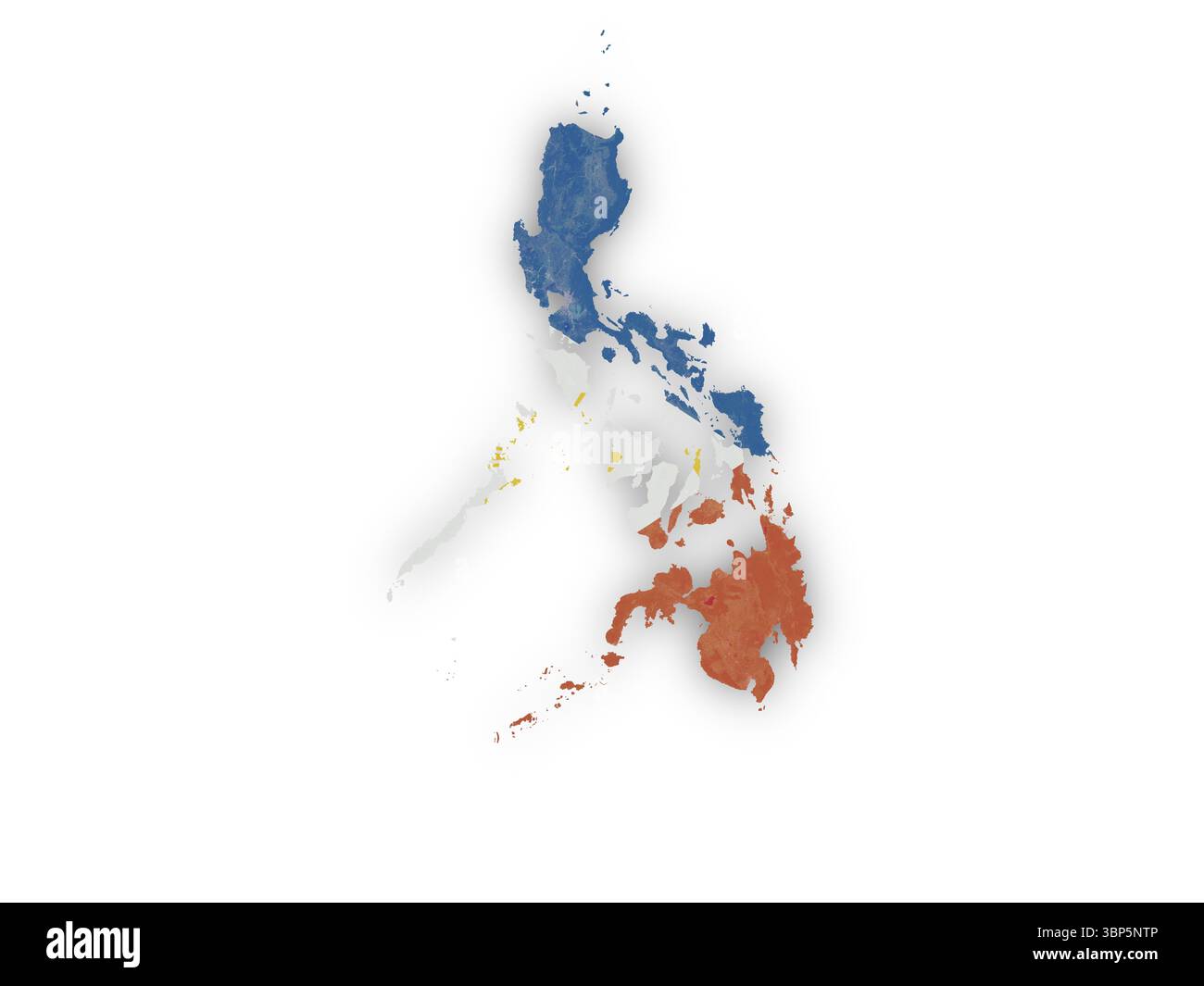 Philippines with national flag overlay cut out on white background ...