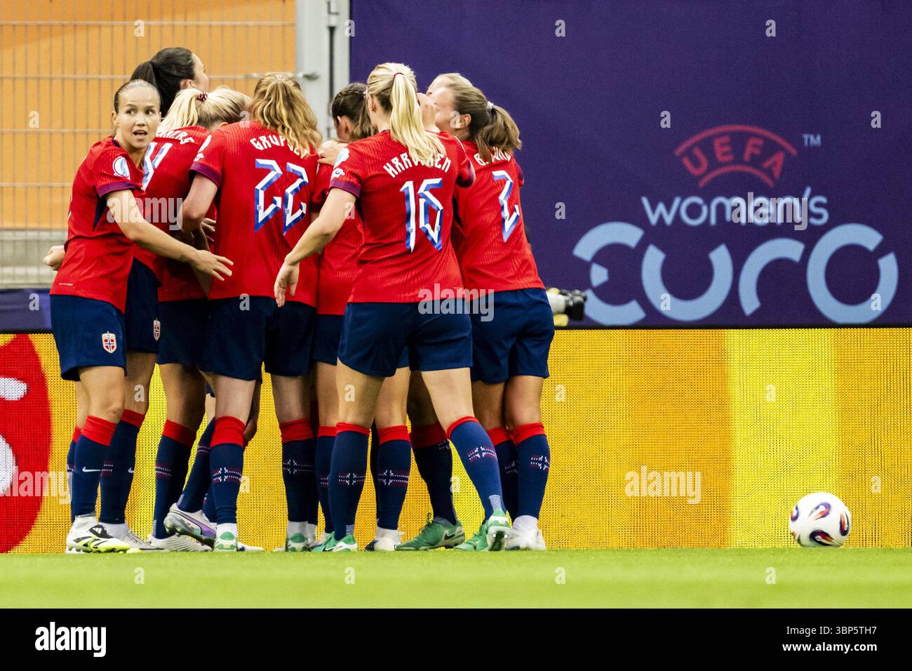 Norway's players celebrate their side's second goal scored by Caroline ...
