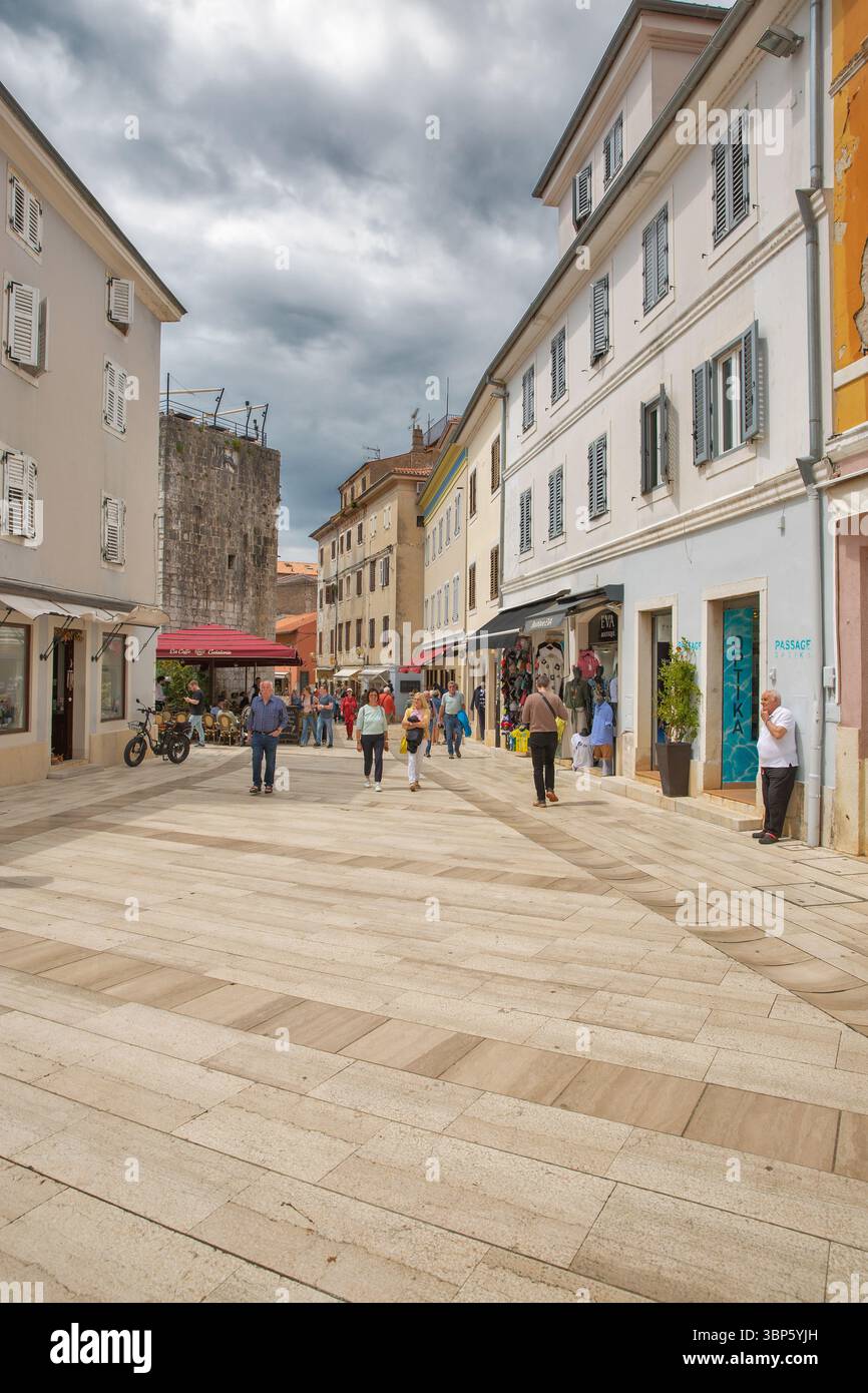 Porec, Croatia - May 21, 2025: Beautiful pedestrian square in Old Town ...