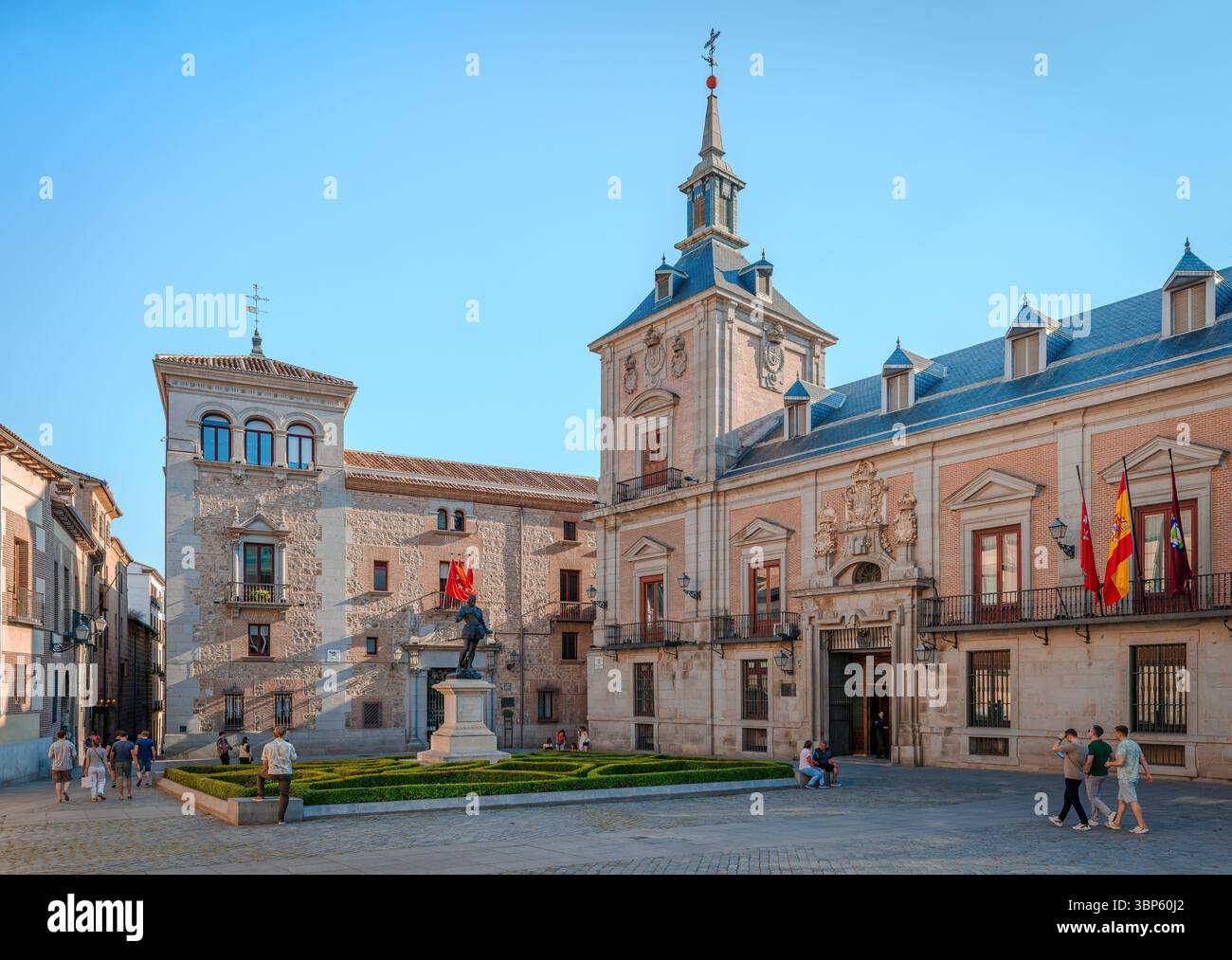Plaza de la Villa in Madrid, Spain, with the statue of Don Álvaro de ...