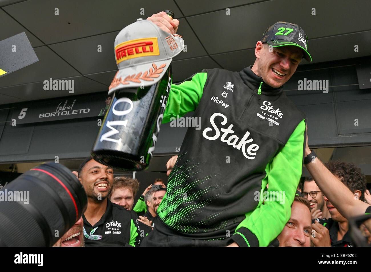 NORTHAMPTON, ENGLAND - JULY 6: Nico Hulkenberg of Germany and Stake F1 ...