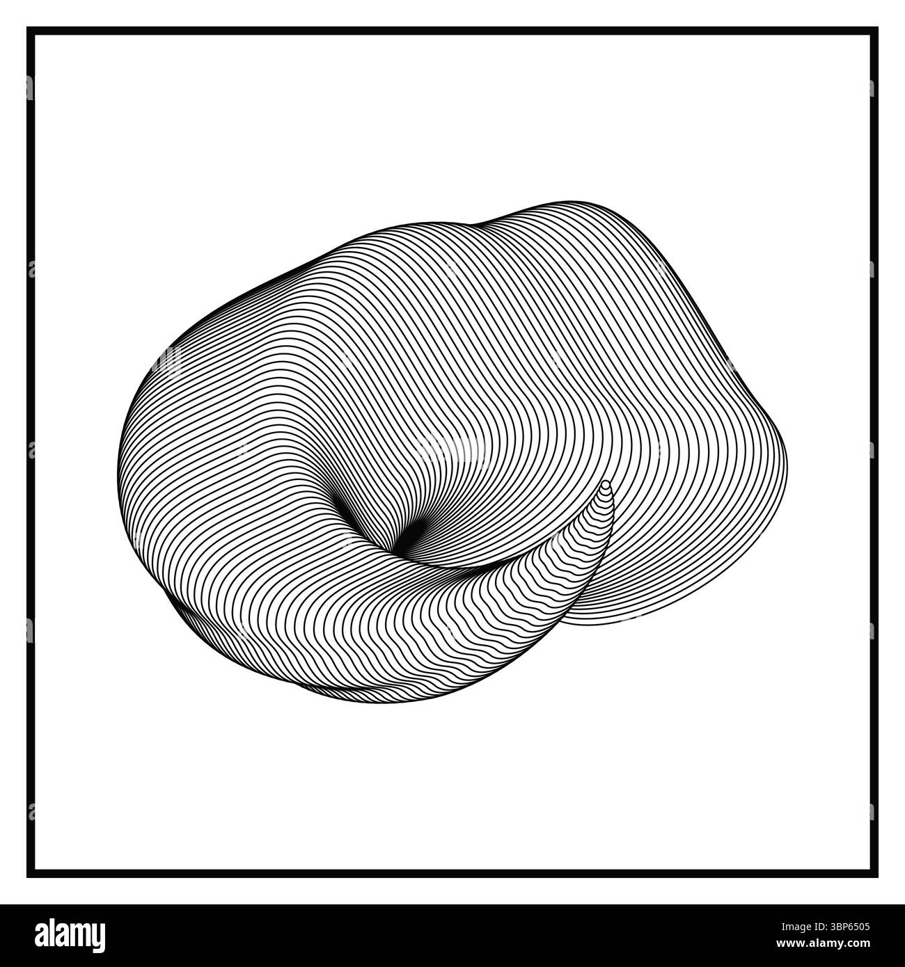 Black round lines that makes an abstract organic shape. Line art vector ...