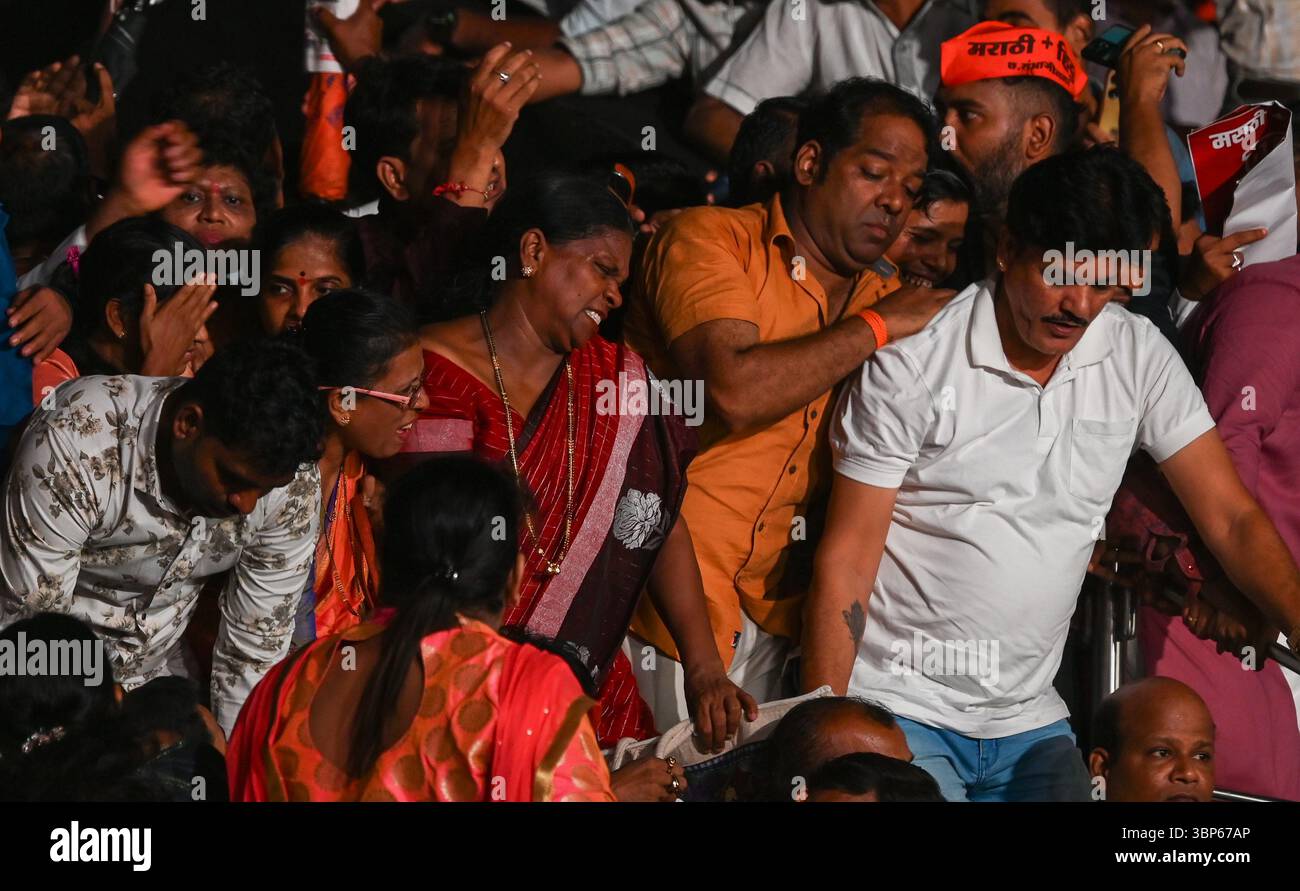 MUMBAI, INDIA - JULY 5: Stamped like situation during the public rally ...