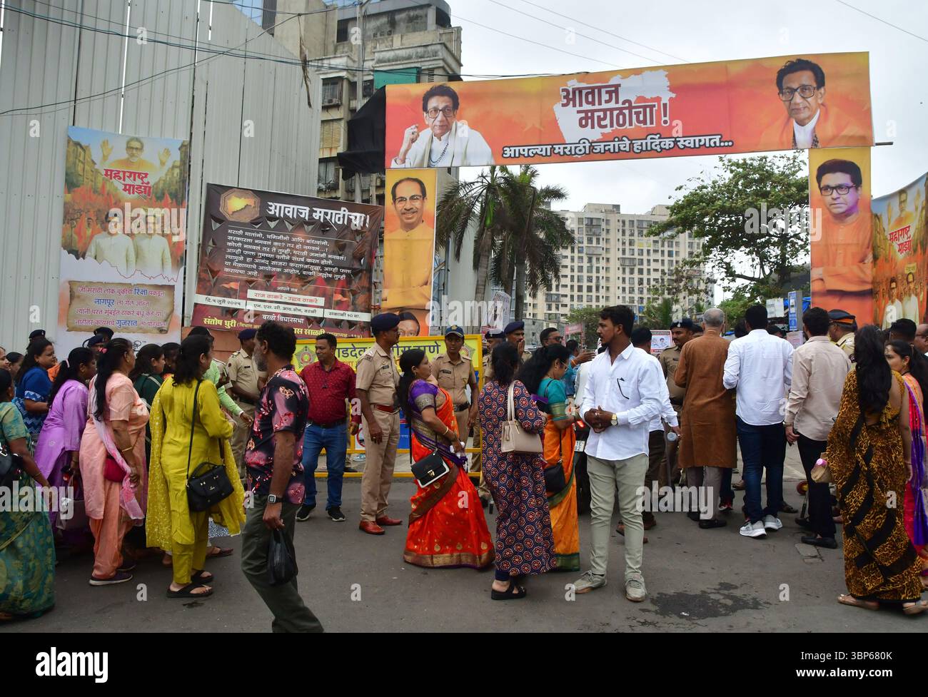 MUMBAI, INDIA - JULY 5: Party members of MNS and UBT gathered with ...