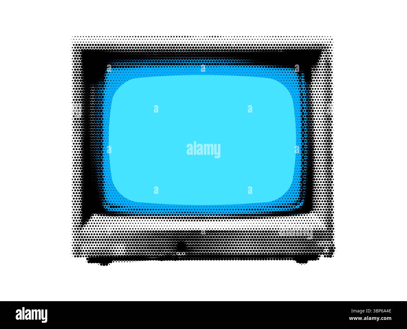 Realistic Halftone Effect Illustration of a Retro TV in Vintage ...