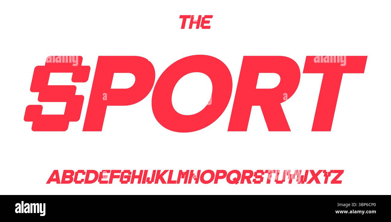Modular sport font, bold italic alphabet, dynamic cut letters, retro ...