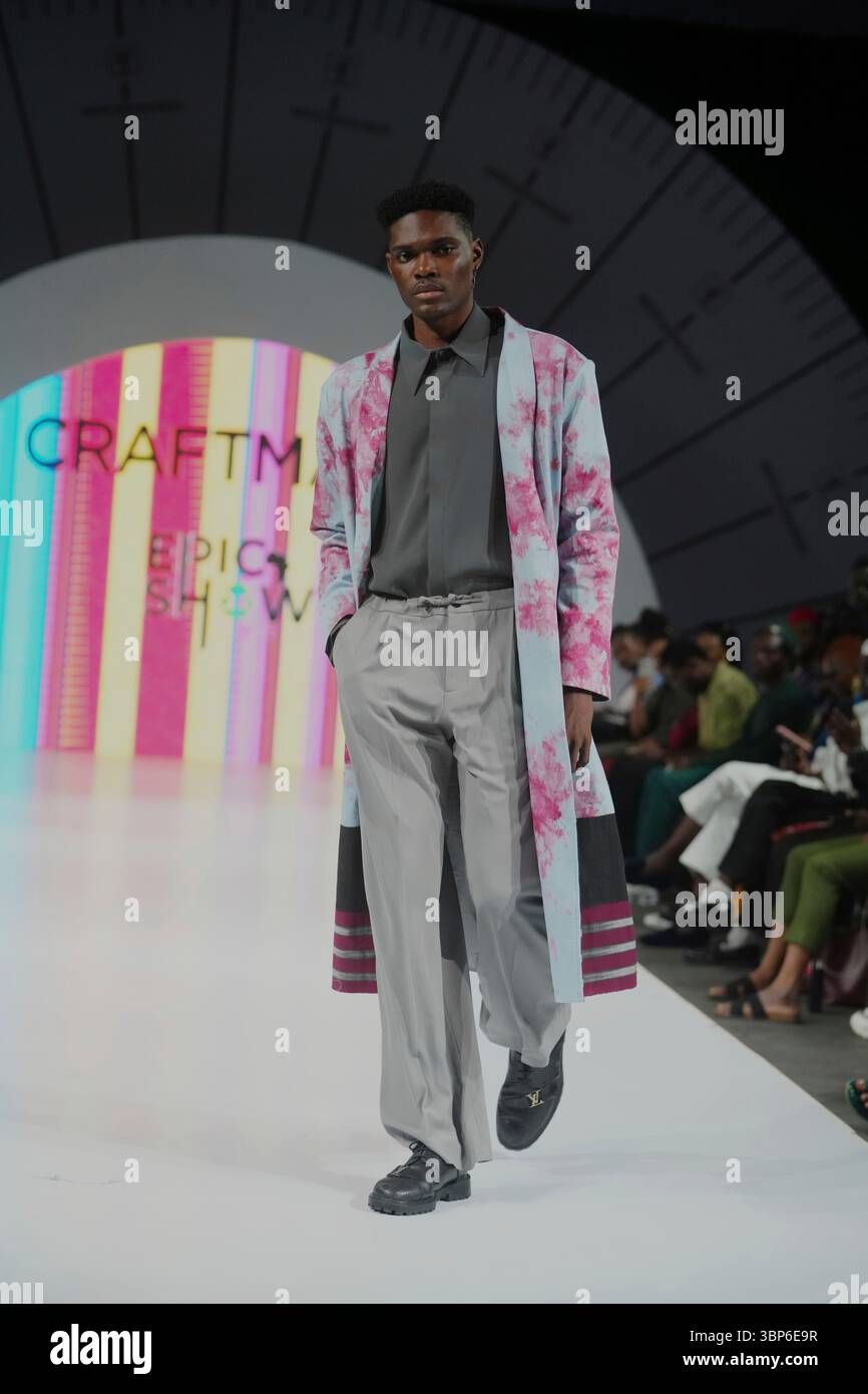 A model wears a creation by designer CRAFTMAN during the Fashions ...