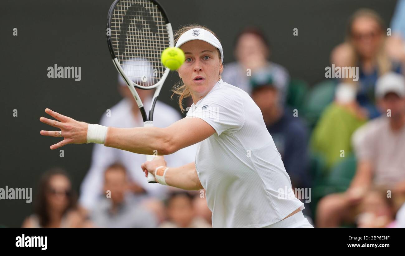 Liudmila Samsonova of Russia returns to Daria Kasatkina of Australia ...