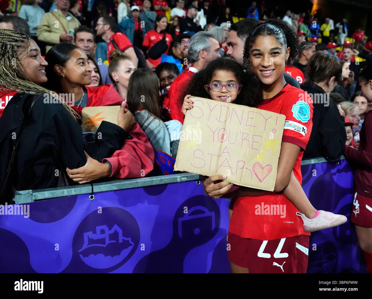 Switzerland's Sydney Schertenleib with fans following the UEFA Women's ...