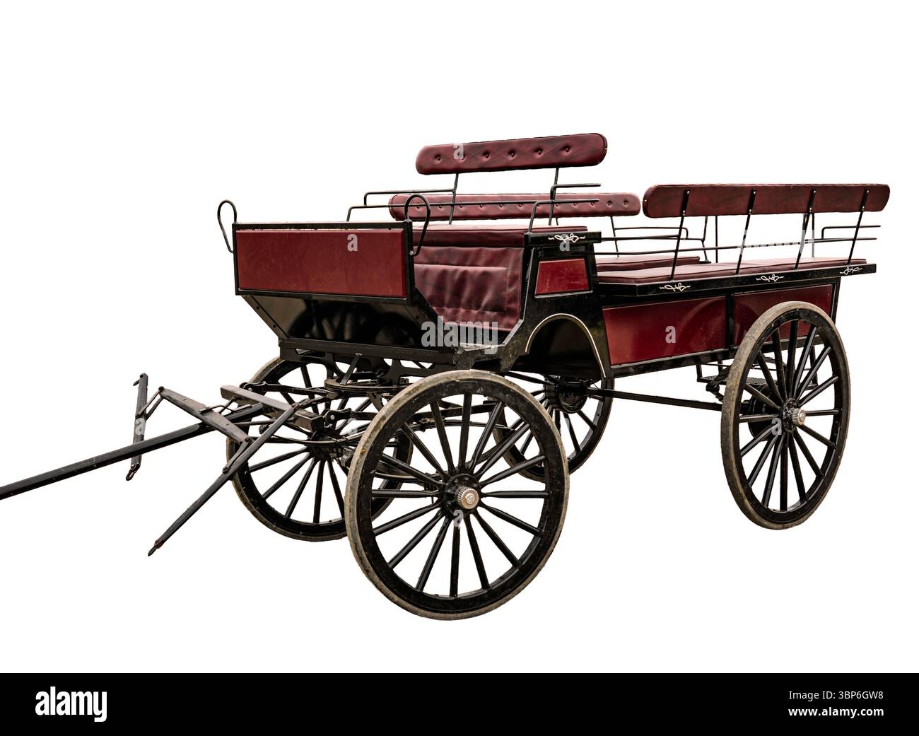 Buckboard wagon looks new outfitted with leather seating. Painted red ...