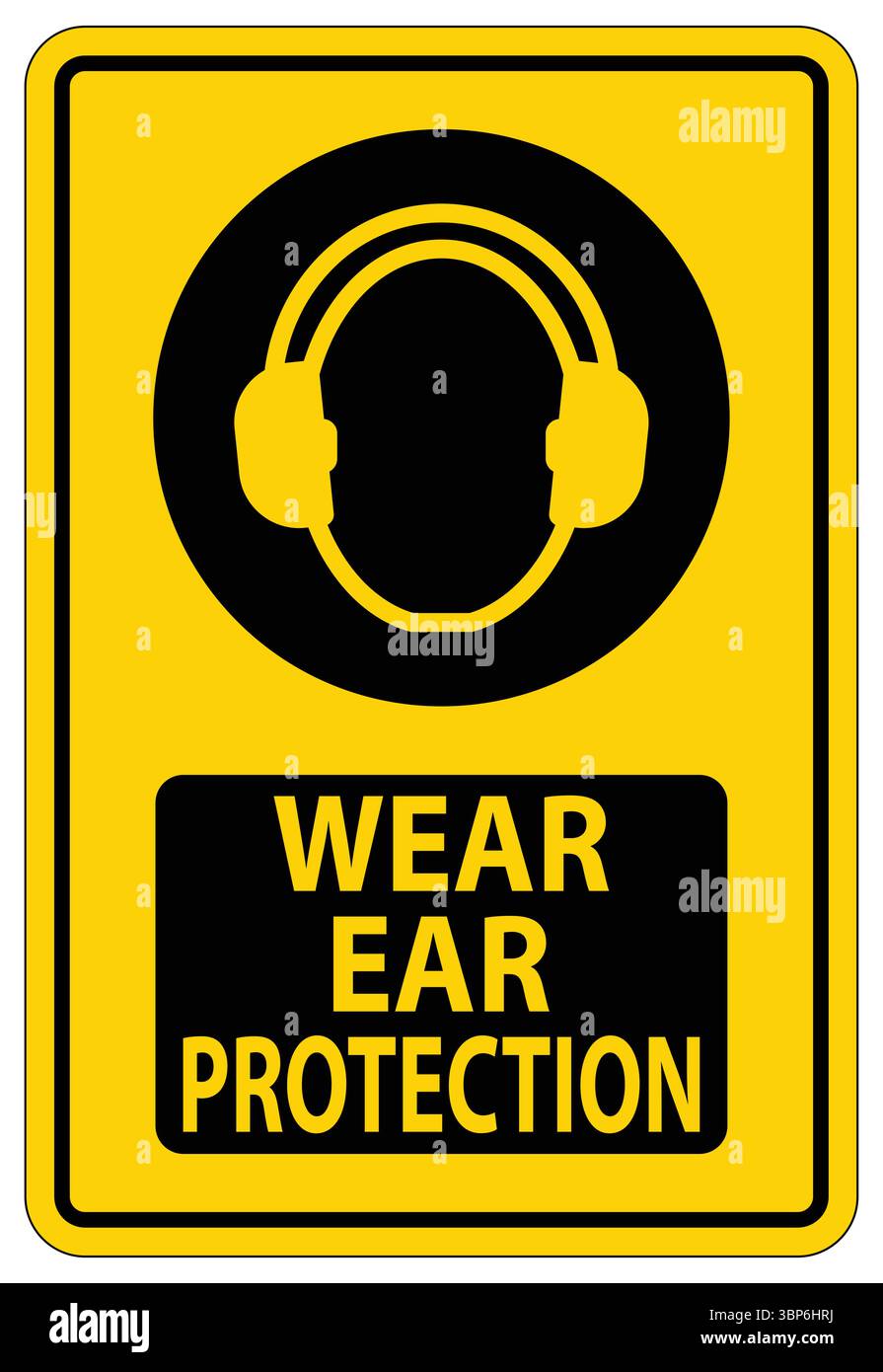 Bold safety sign emphasizing the importance of wearing ear protection ...