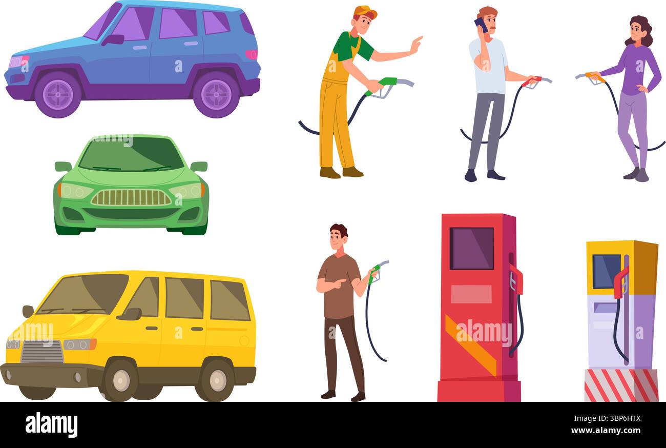 Woman filling car up Stock Vector Images - Alamy