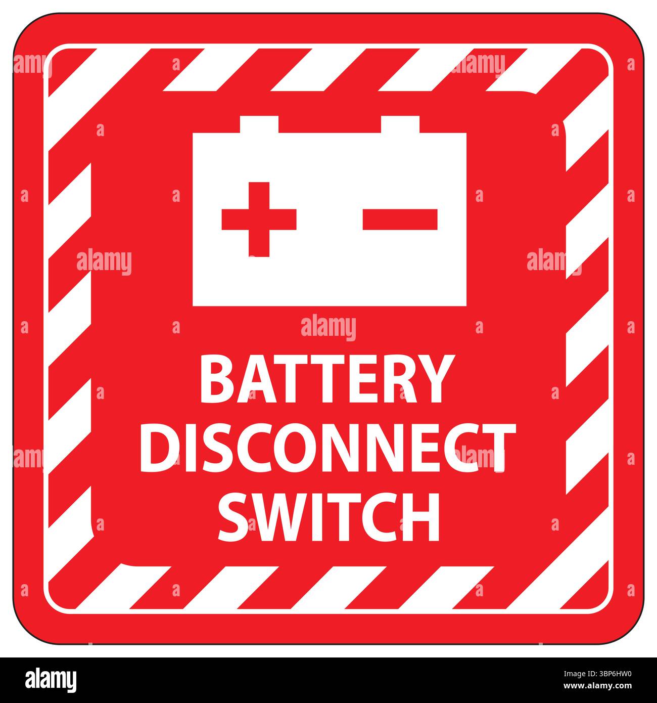 This image features a bold red sign displaying a battery disconnect ...