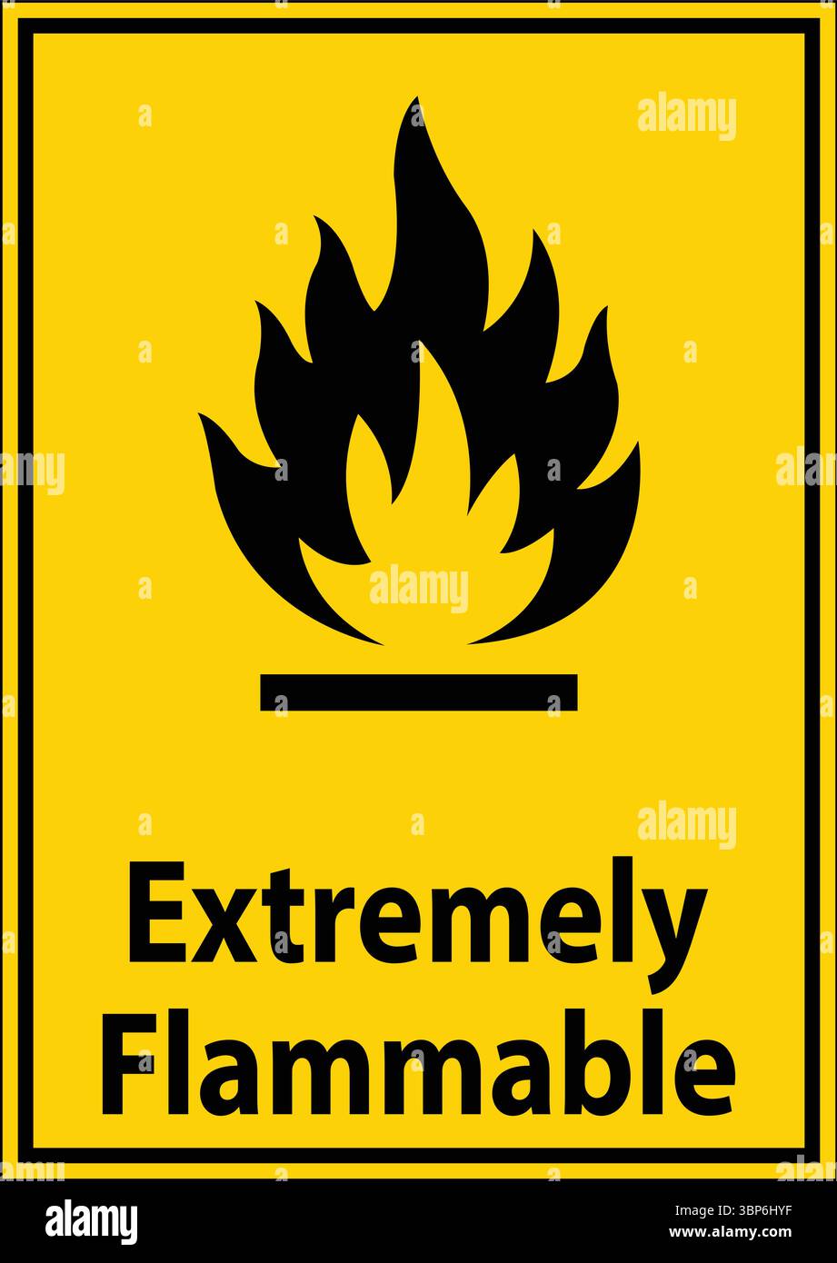 This image features a bright yellow safety sign indicating extremely ...