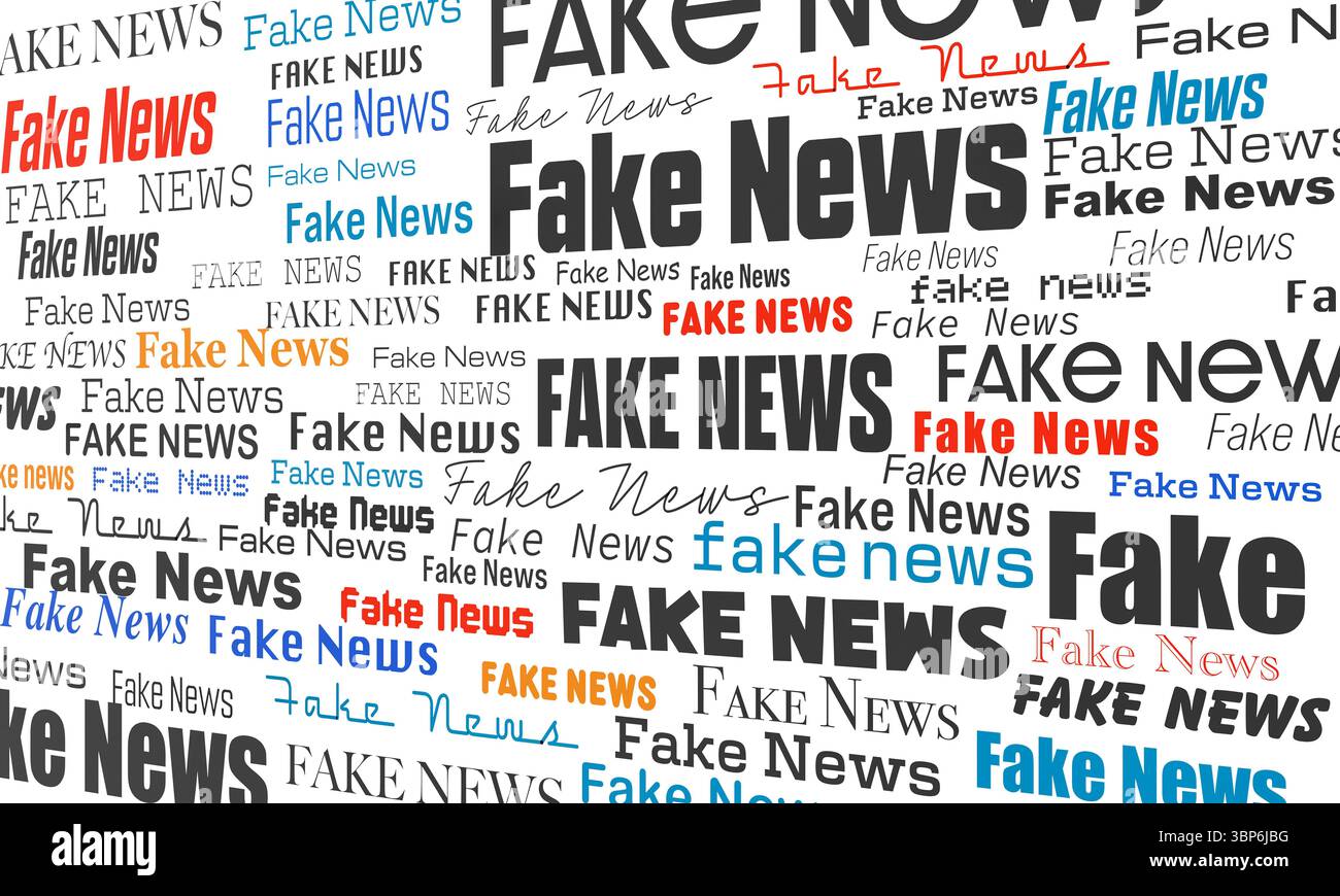 Fake news, text in different fonts. Fake news, text in different fonts ...